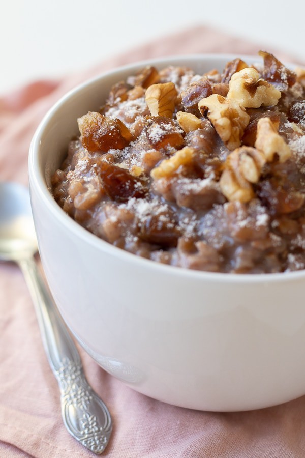 Farro Breakfast Pudding With Dates and Cardamom - My Quiet Kitchen